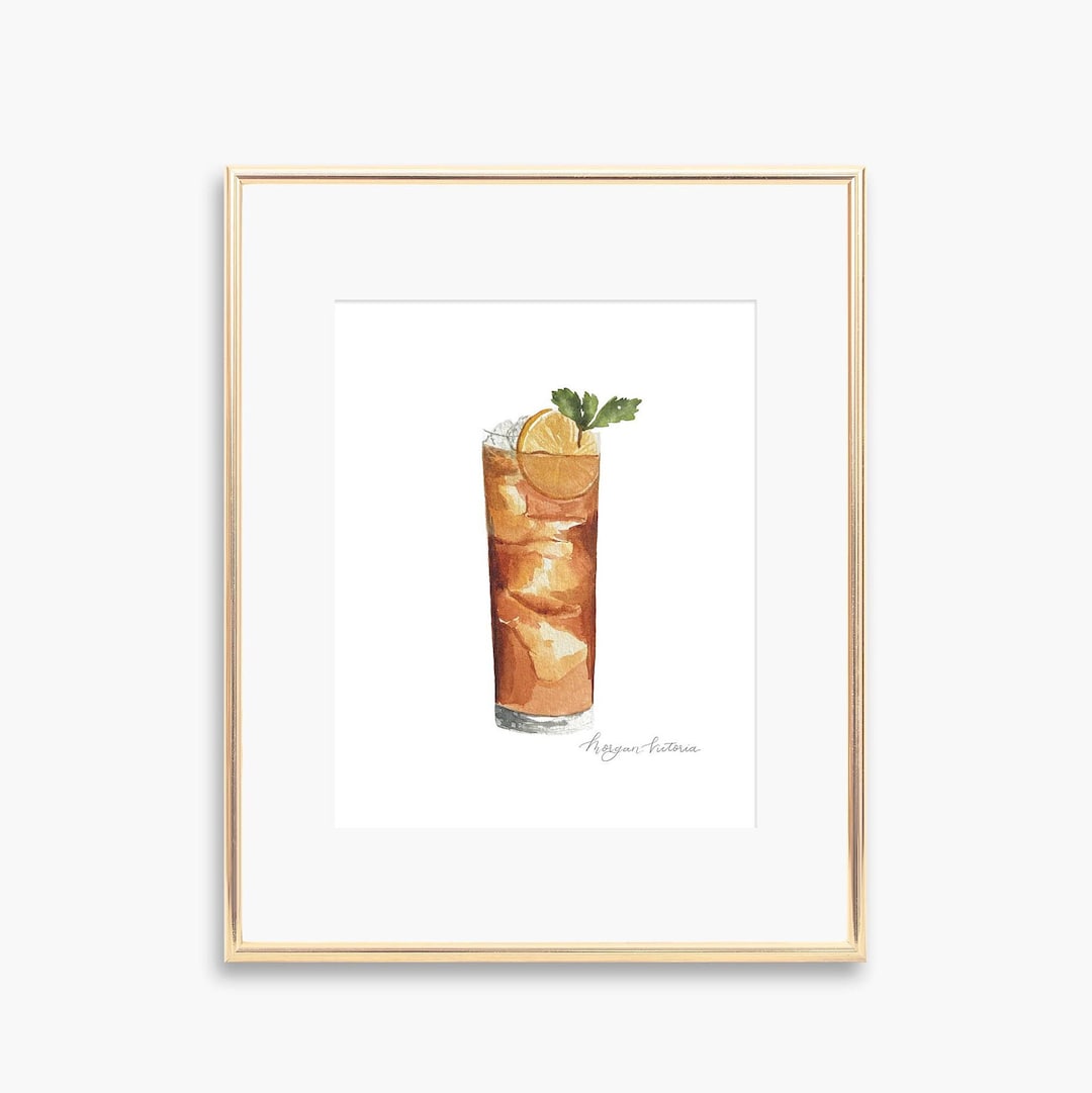 Drink Art Print, Long Island Iced Tea Art, Iced Tea Painting, Cocktail ...