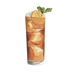 Drink Art Print, Long Island Iced Tea Art, Iced Tea Painting, Cocktail ...