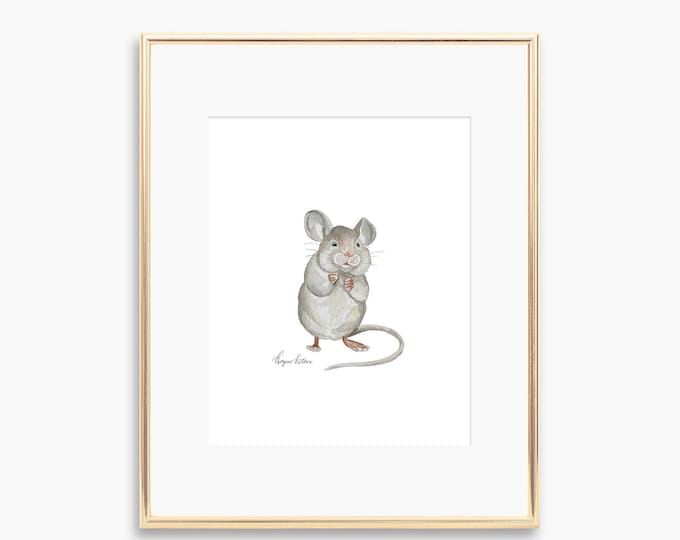 Baby Mouse Art, Woodland Animal Print, Mouse Watercolor, Woodland ...