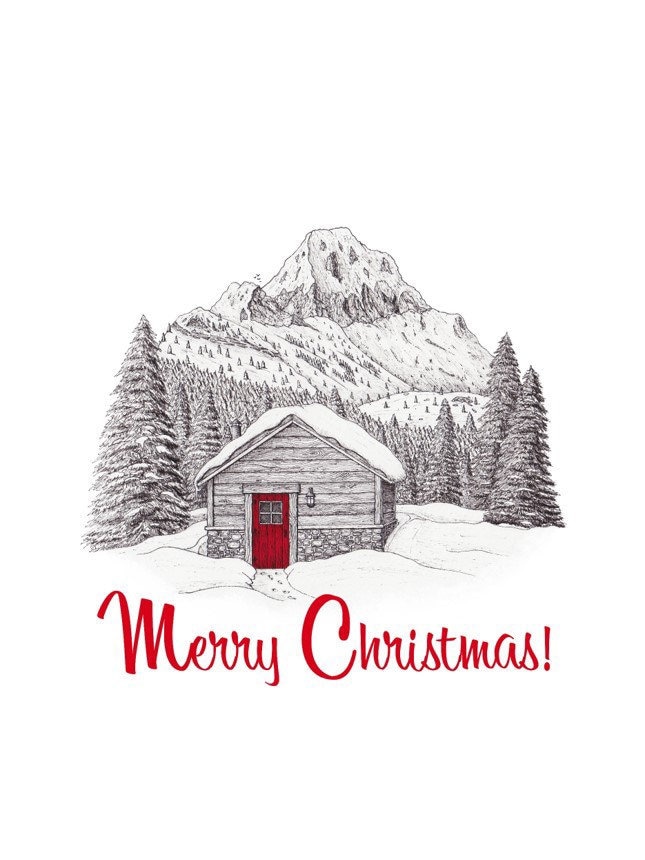 MOUNTAIN CABIN christmas Post Cards, Pack of 4 - Etsy