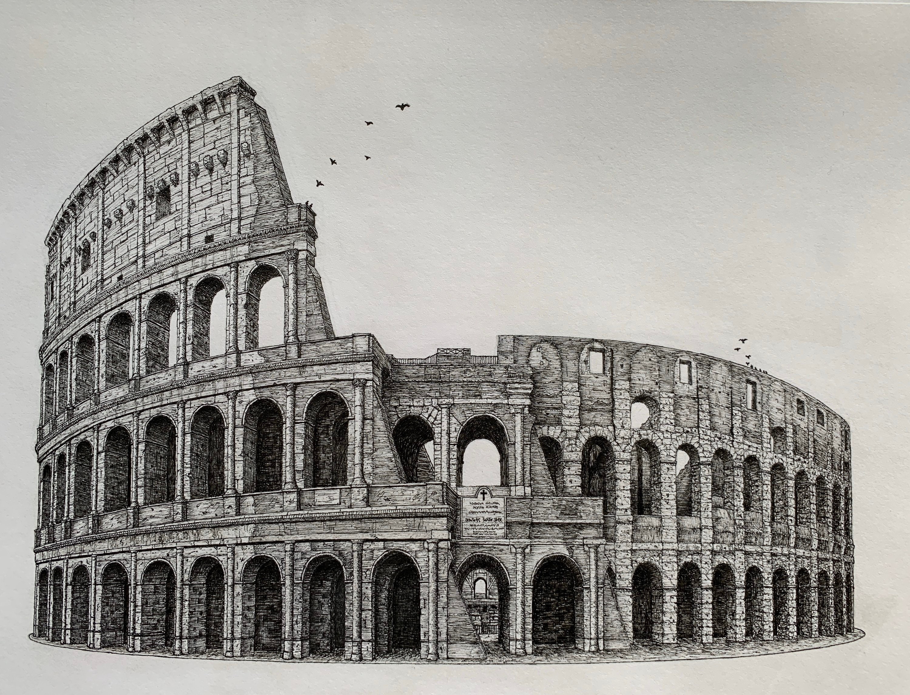 EL COLISEO Imprimir Ilustración en blanco y negro | Etsy