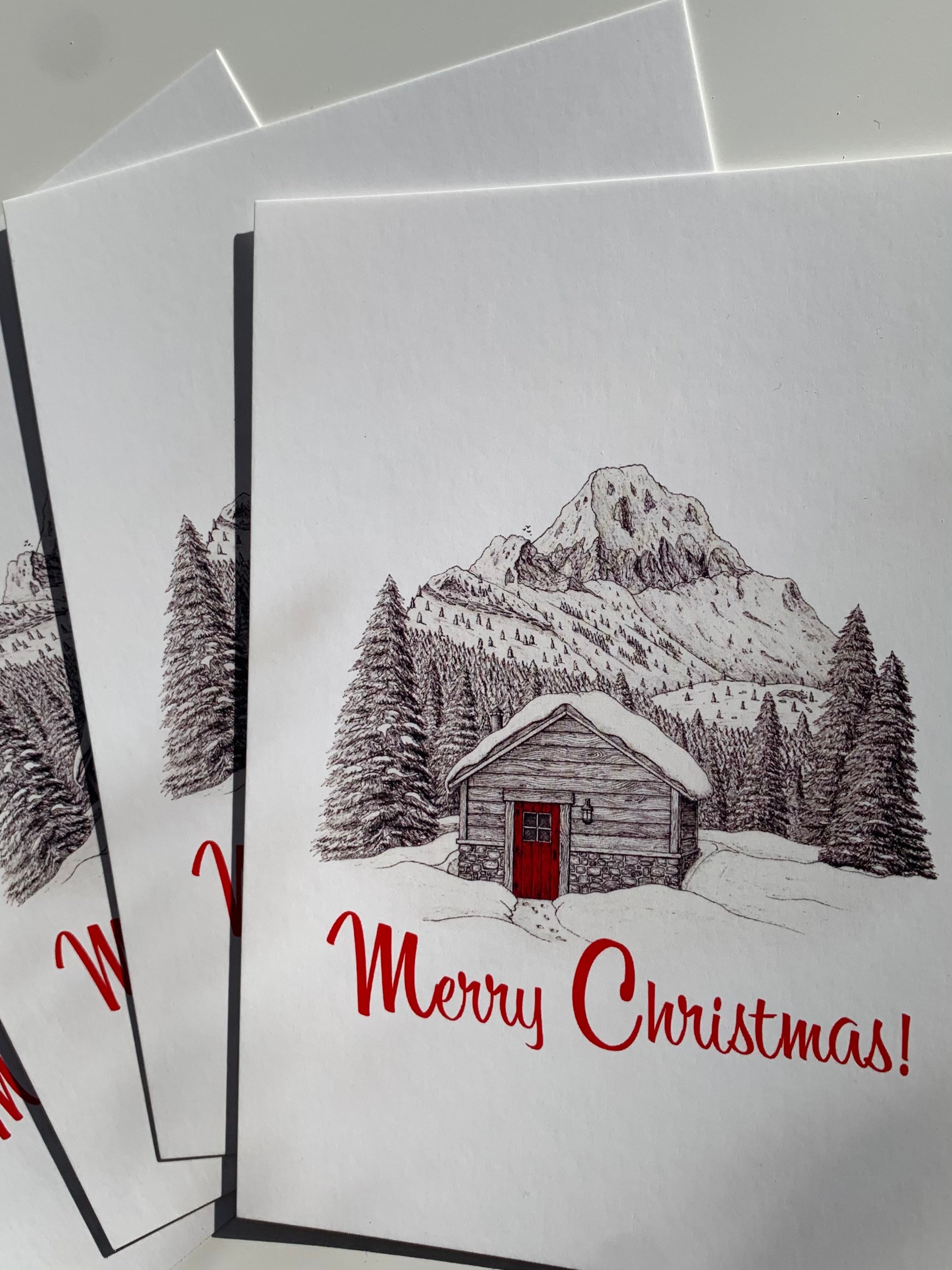 MOUNTAIN CABIN christmas Post Cards, Pack of 4 - Etsy