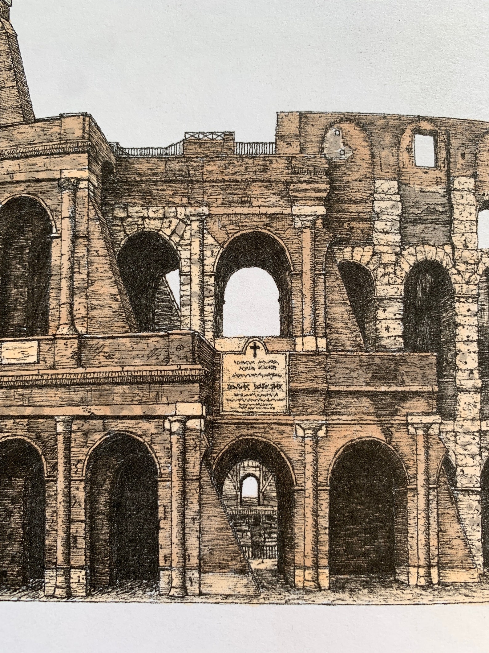 THE COLOSSEUM (print) Coloured Illustration - Etsy