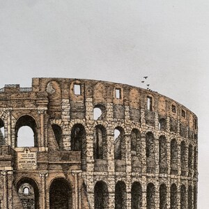 THE COLOSSEUM (print) Coloured Illustration - Etsy