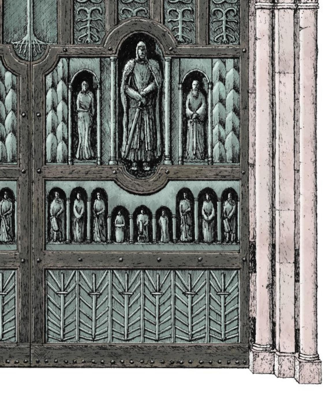 MINAS TIRITH GATE print Coloured Illustration From the Lord of the ...