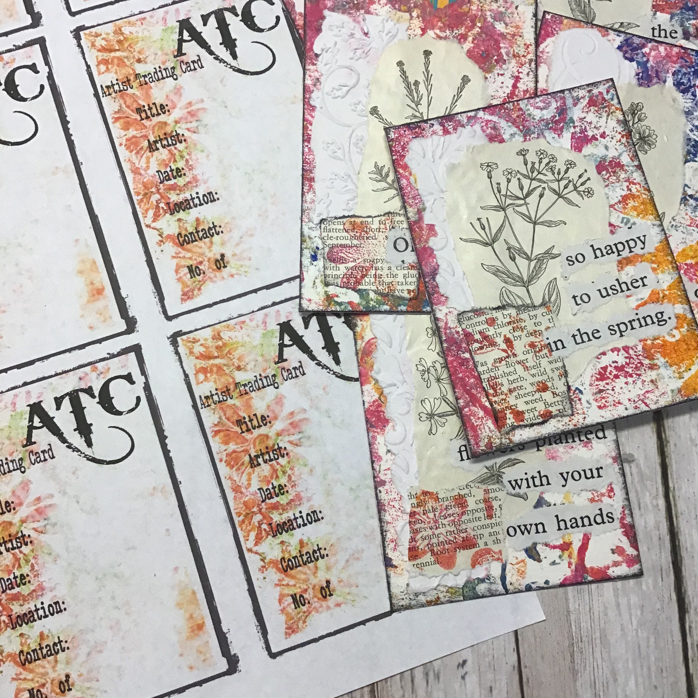 Printable ATC Back, Digital Download, Artist Trading Card Backs, ACEO ...