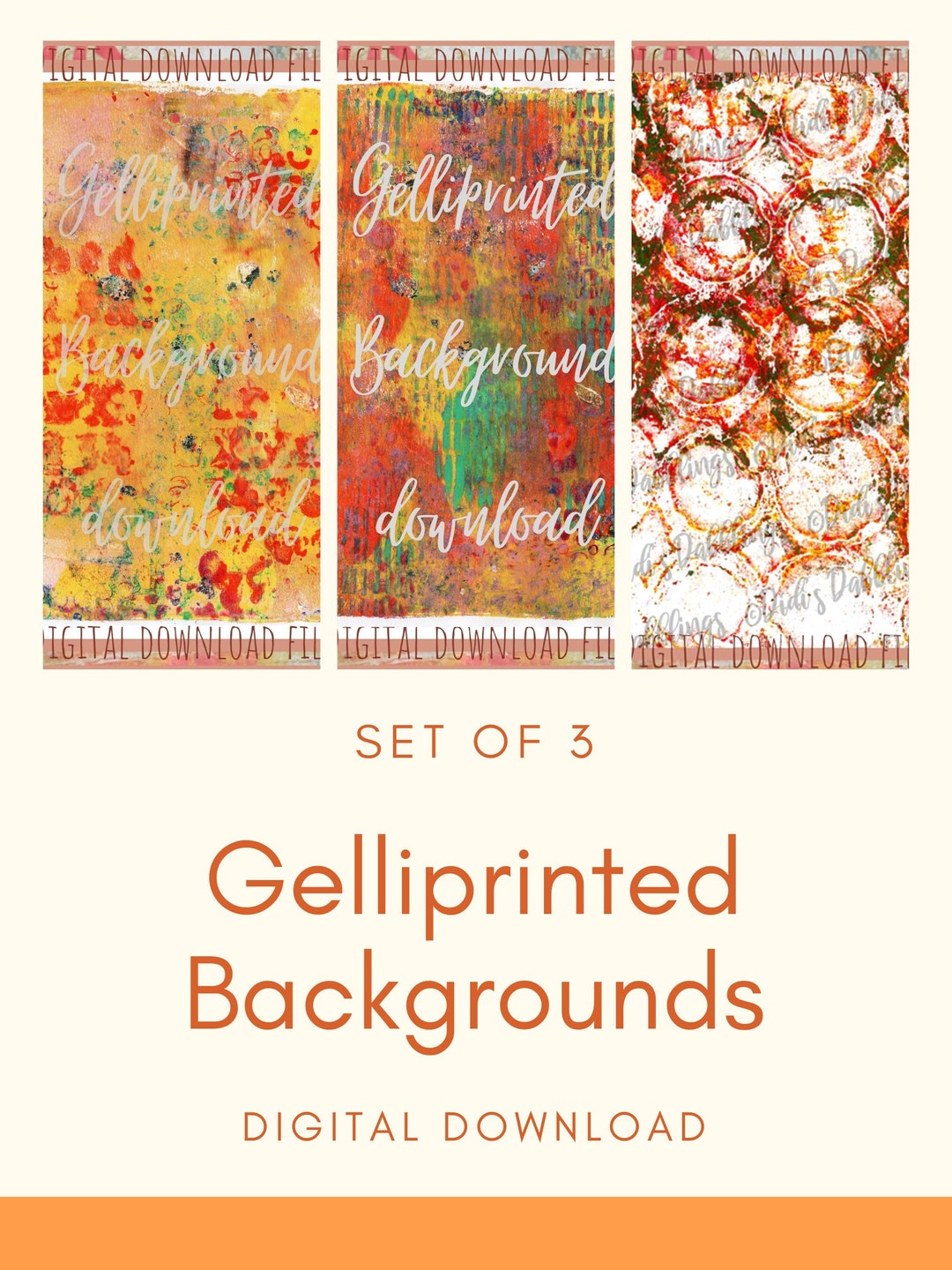 Gelli Print Collage Paper, Fall Palette, Mixed Media (digital Download ...