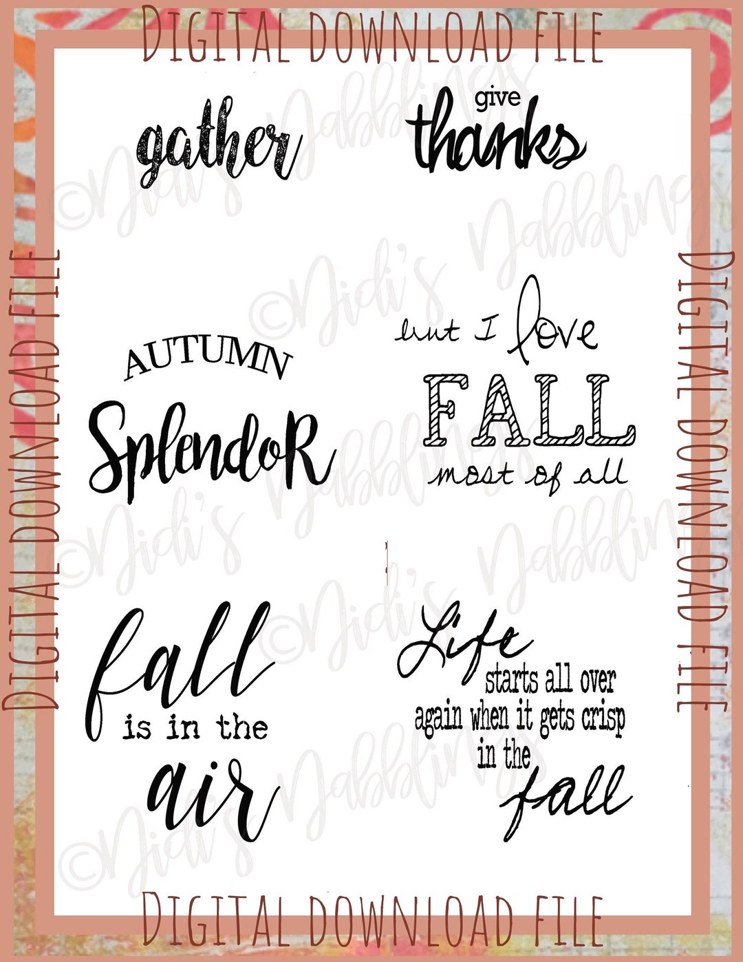 Printable Fall Titles, Digital Download for Paper Crafting, Card Making ...
