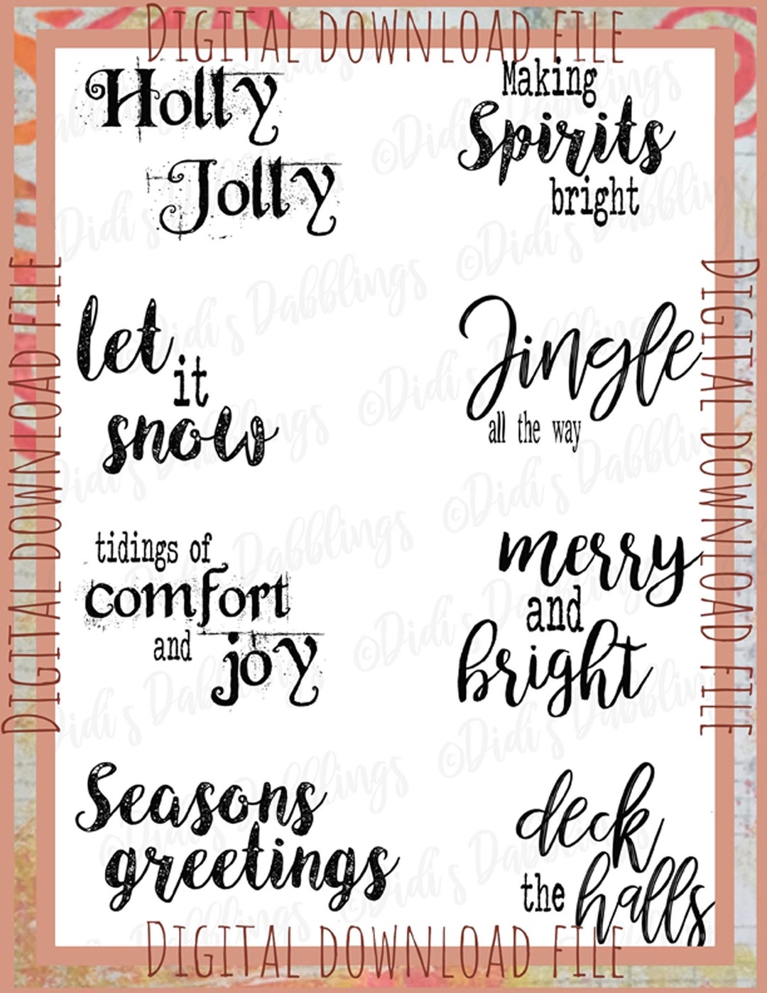 Seasons Greetings Titles, Printable Digital Download, Christmas Sayings ...