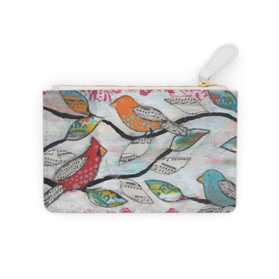 Colorful Birds Mini Clutch Bag, Small Zipper Bag for Phone, Unique ...