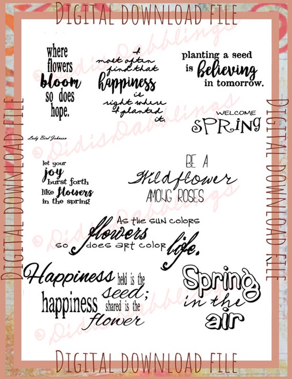 Printable Spring Titles Digital Download for Paper Crafting | Etsy