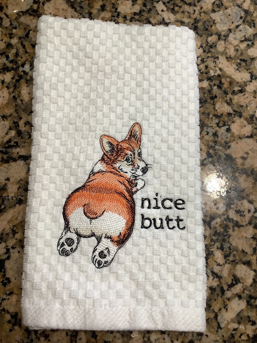 Embroidered Kitchen Towel With a Cute Corgi, Great Birthday or ...