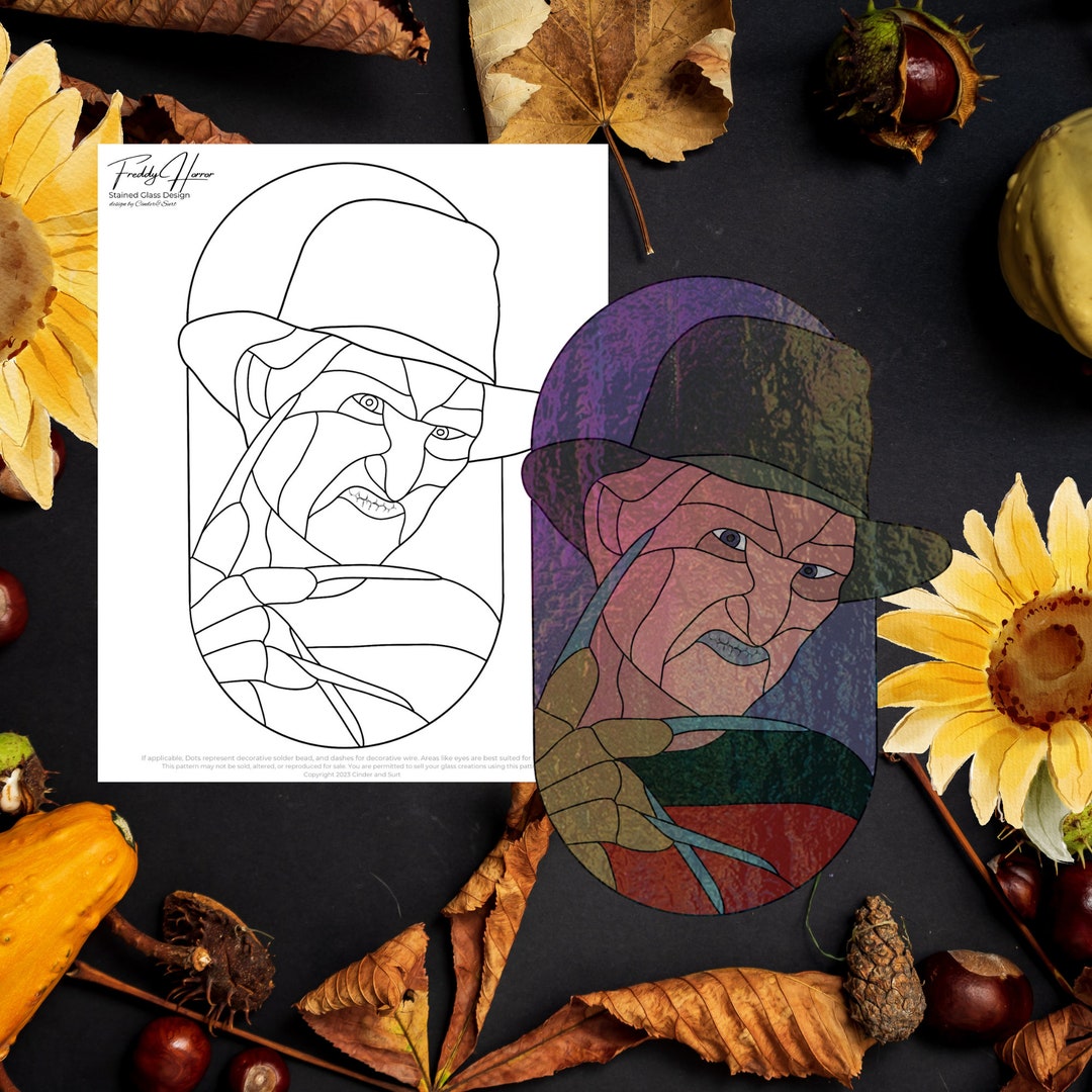 Freddy K Horror Stained Glass Pattern, Digital Stained Glass Pattern ...