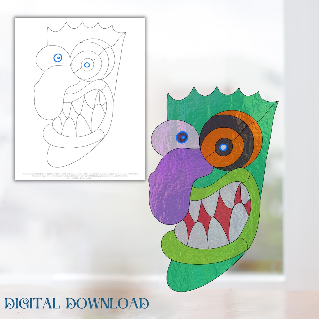 Cowardly Dog Eustace Mask, Ooga Booga Mask Stained Glass Pattern ...