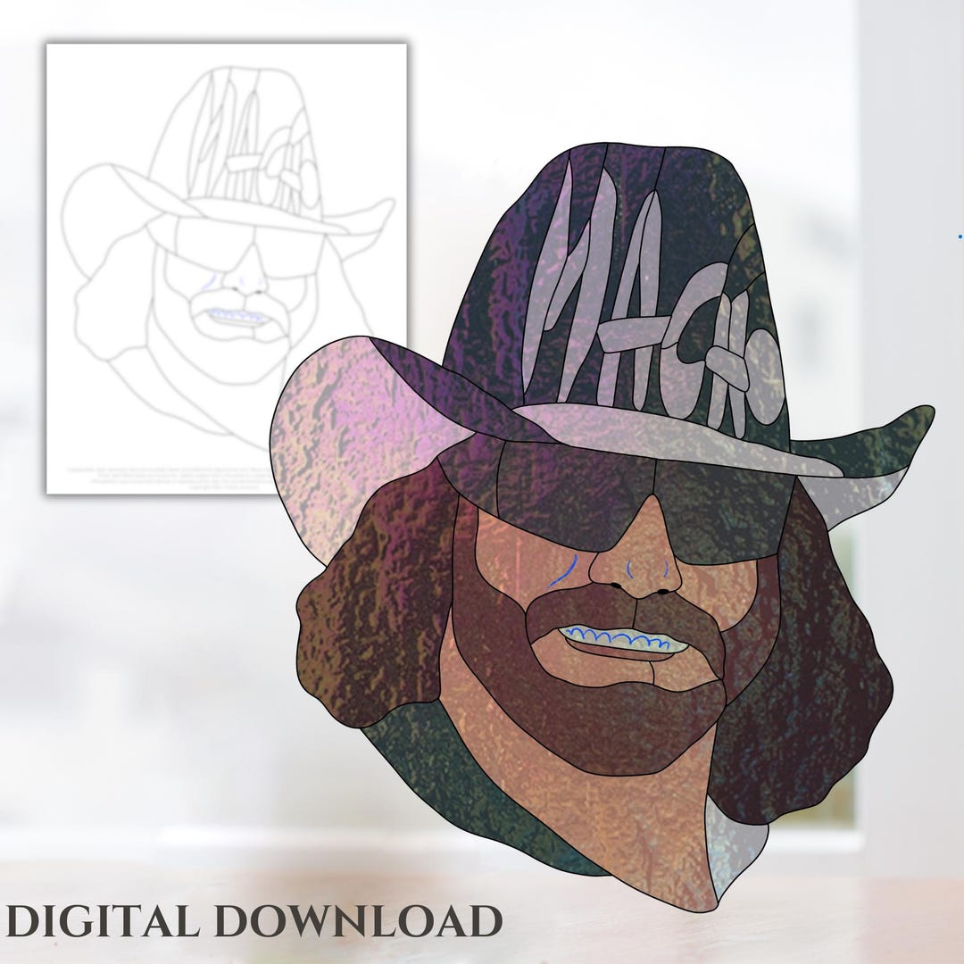 Macho WWE Cowboy Man, Macho Stained Glass Pattern, Digital Stained ...