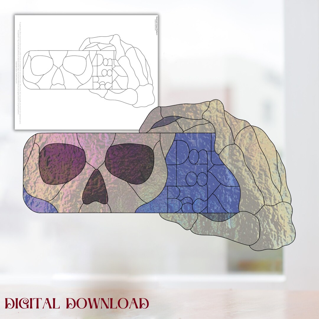 Skull Rear-view Mirror, Don’t Look Back, Stained Glass Pattern, Digital ...