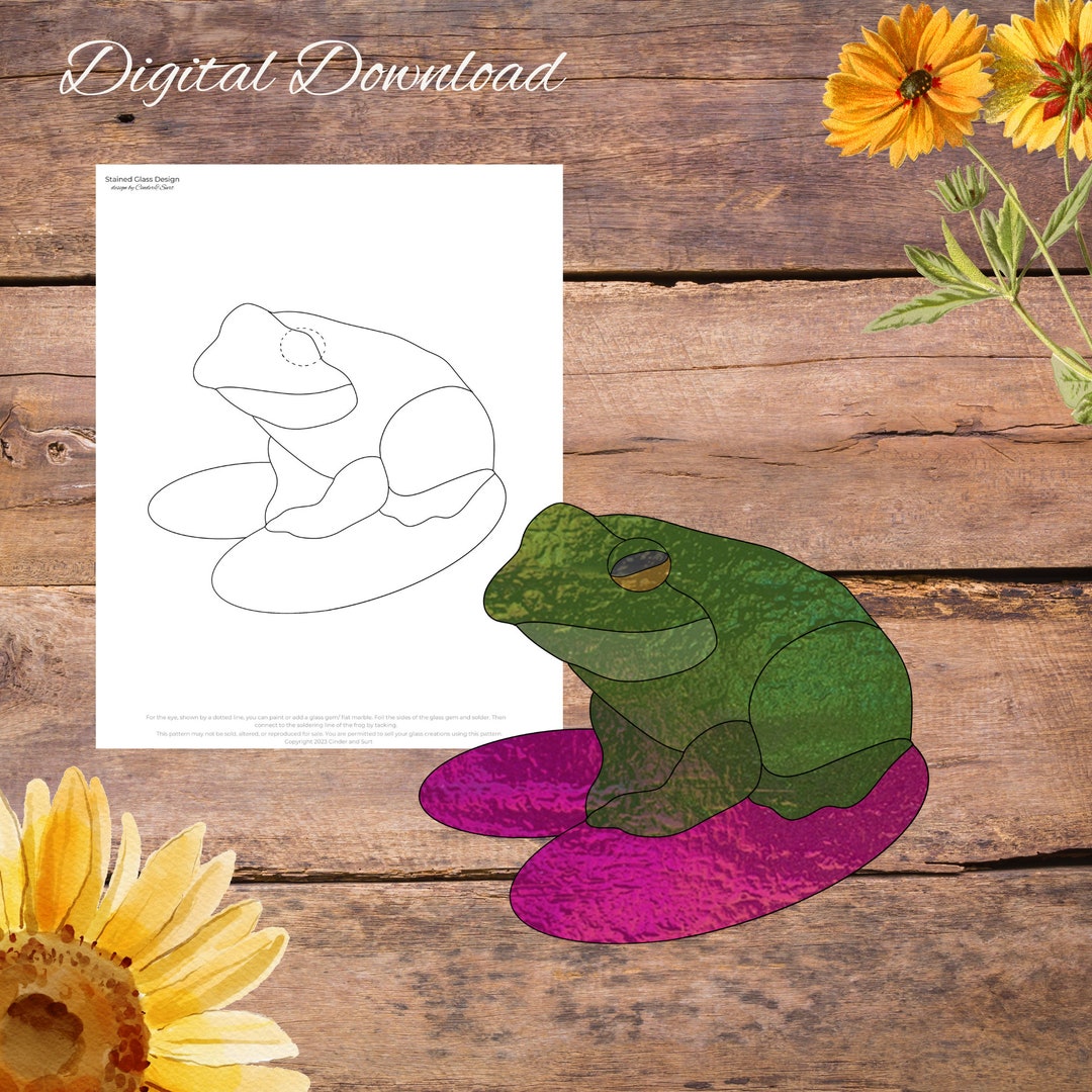 Valentine Frog Heart Lilly Pad, Cute Frog Stained Glass Pattern ...