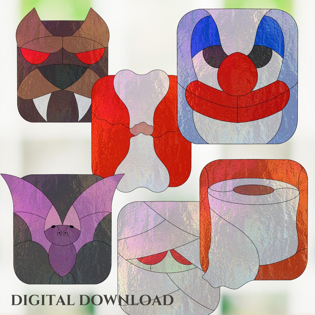 20 Plus Early Access Cute Halloween Patterns in Stained Glass Pattern ...