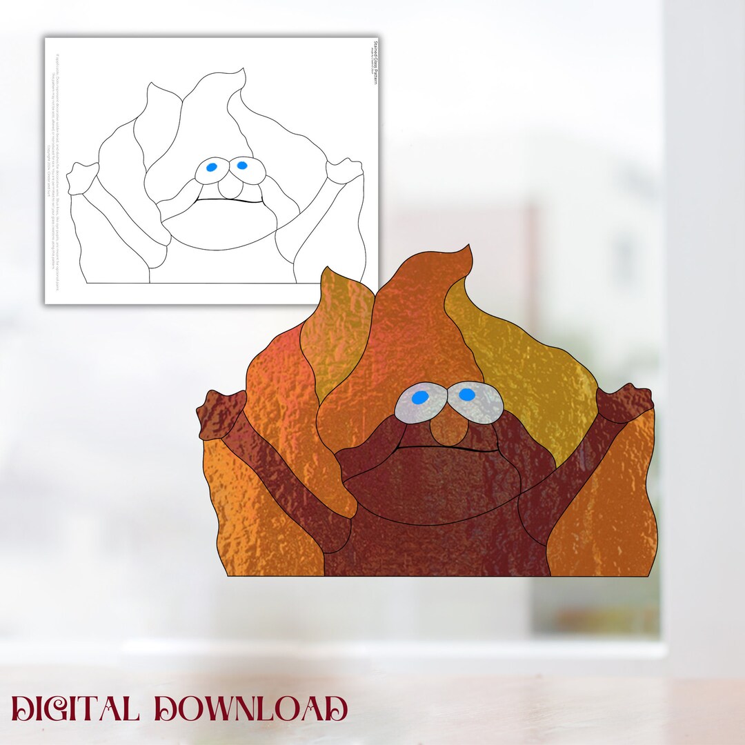 Elm-o Chaos Fire Puppet, Elm-o Meme Stained Glass Pattern, Digital ...