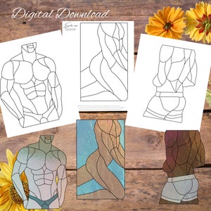 Erotic Men Artistic Stained Glass Pattern, Digital Stained Glass ...