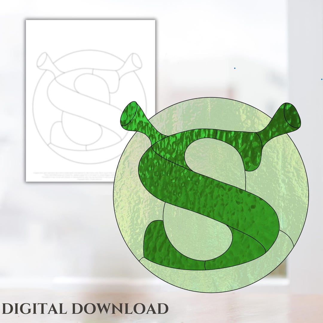 Letter S With Shrek-inspired Ears, Easy Font Stained Glass Pattern ...