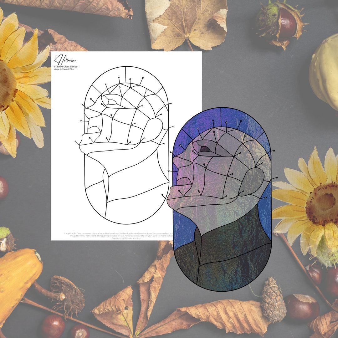 Hell Horror Stained Glass Pattern, Digital Stained Glass Pattern ...