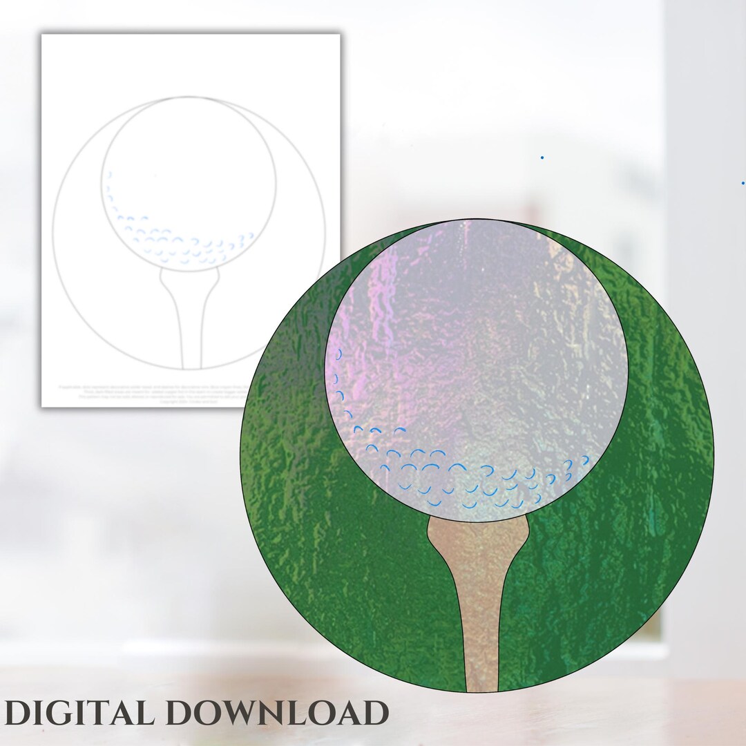 Simple Easy Golf Ball and Tee Stained Glass Pattern, Golf Ornament ...