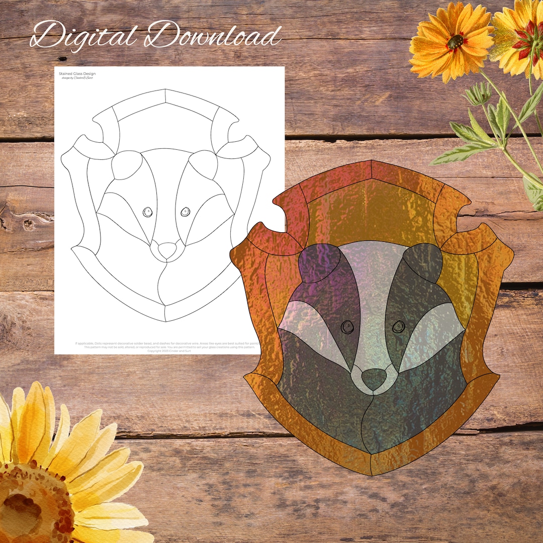 HP Potter House Crests, Magic Wizard Witch, Badger Crest Digital Glass ...