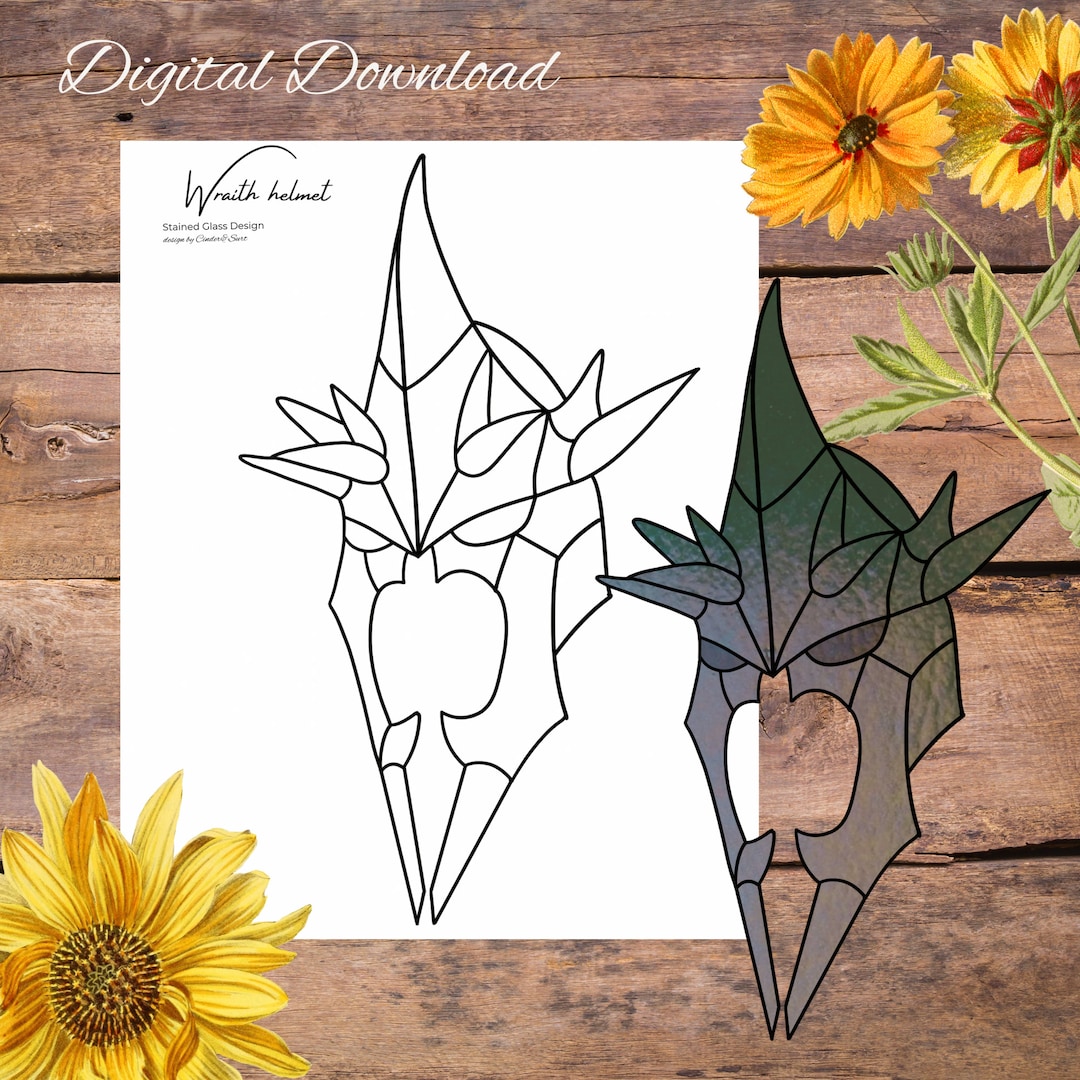 Wraith Helmet Stained Glass Pattern, Digital Stained Glass Pattern ...