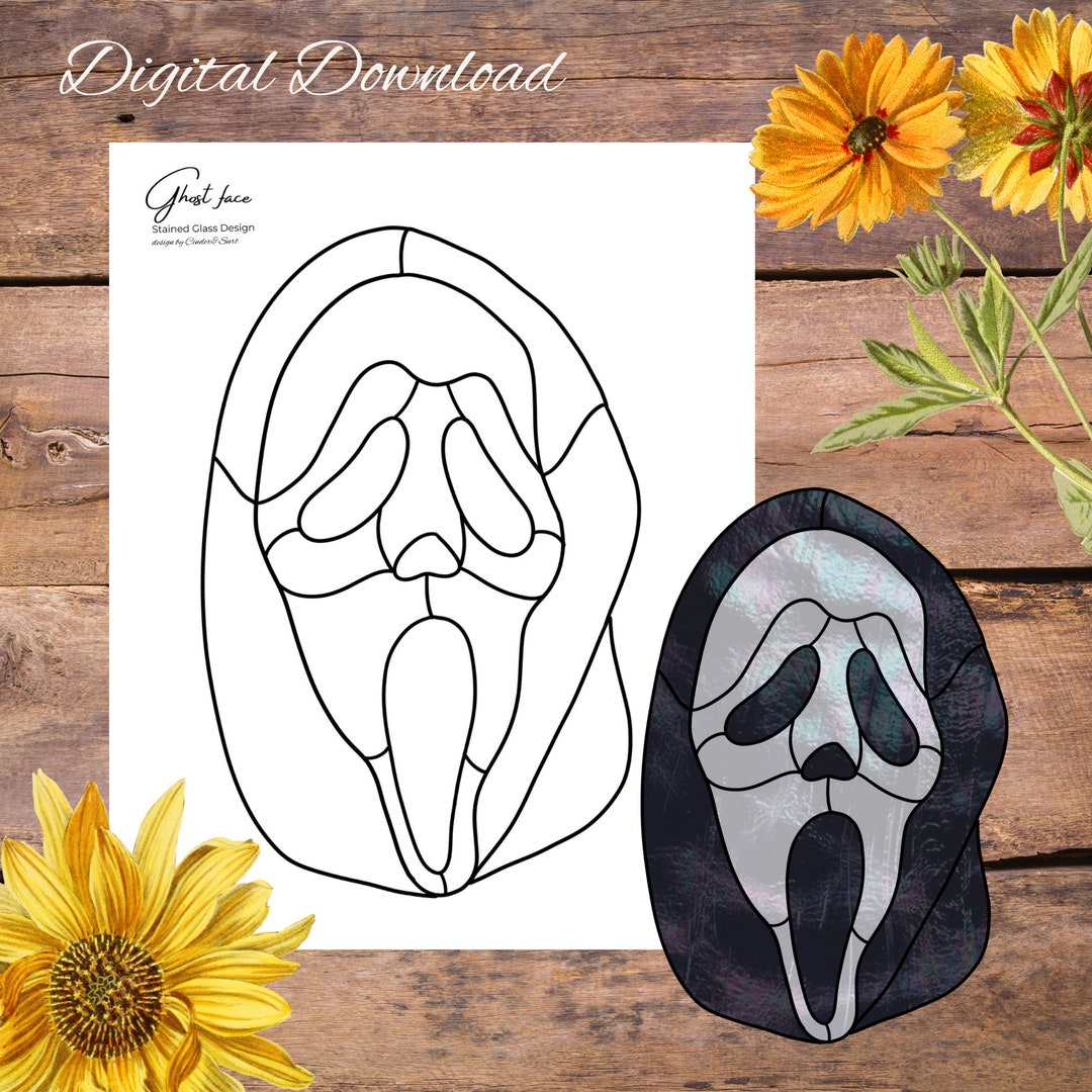 Ghostface Mask Stained Glass Pattern, Digital Stained Glass Pattern ...