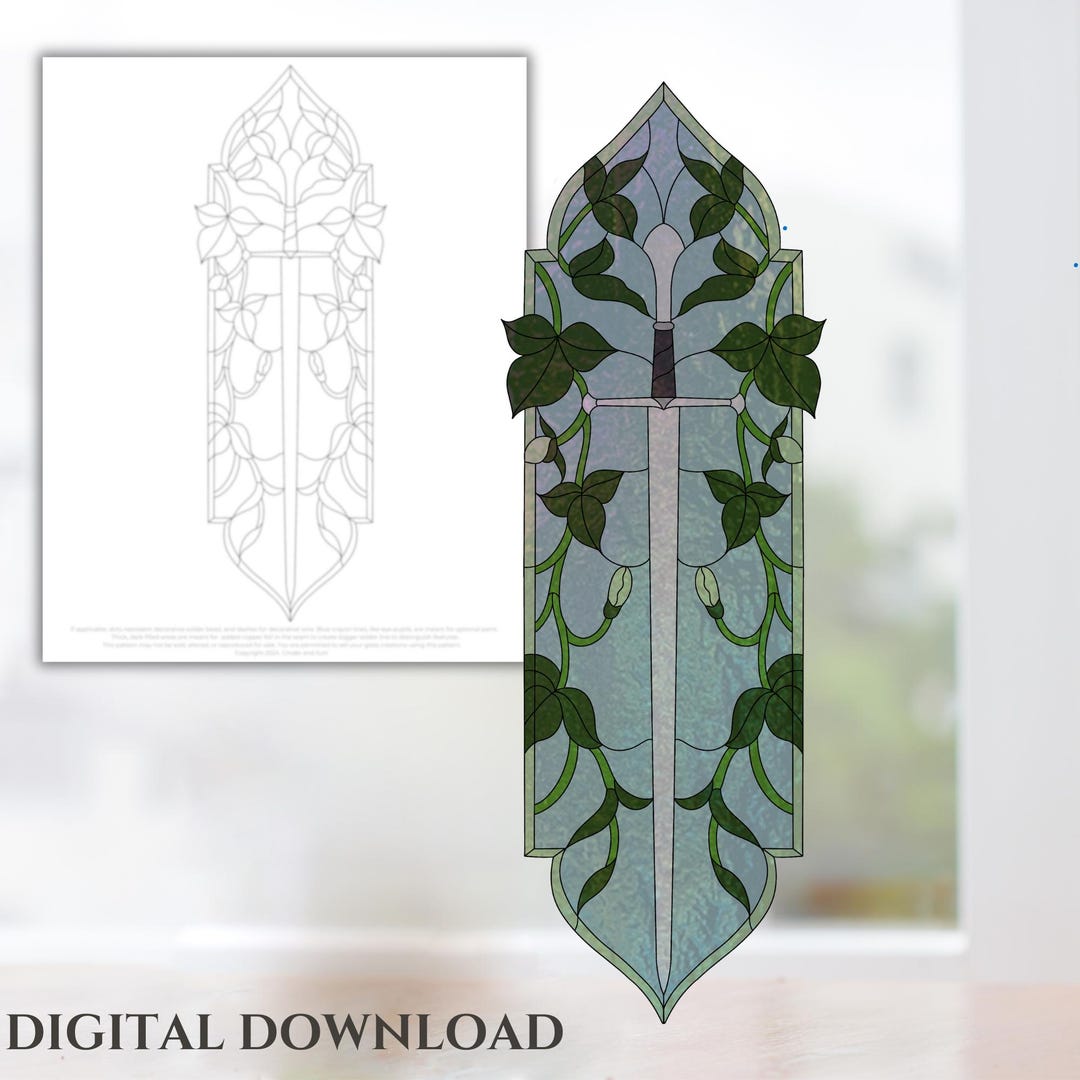 L O T R Shard Sword With Ivy, Stained Glass Pattern, Digital Stained ...