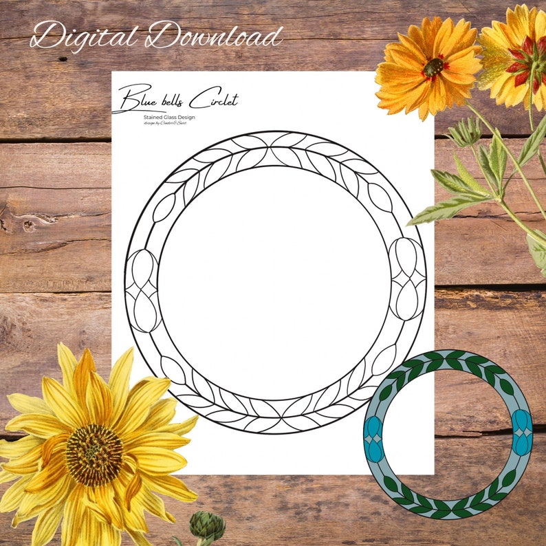 Blue Bells Floral Circlet Pattern Digital Stained Glass - Etsy