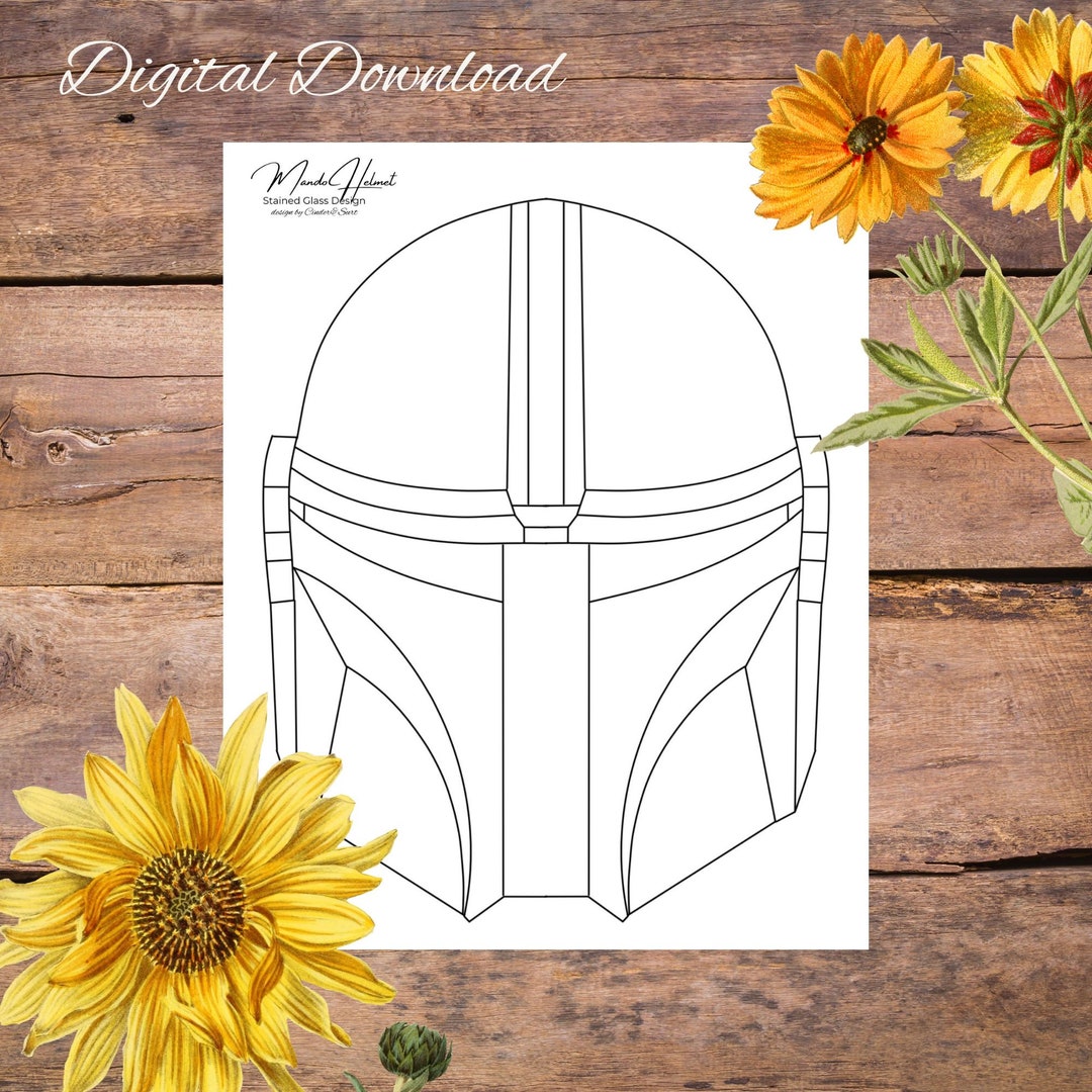 Helmet 2 Mando Stained Glass Pattern Digital Stained Glass - Etsy