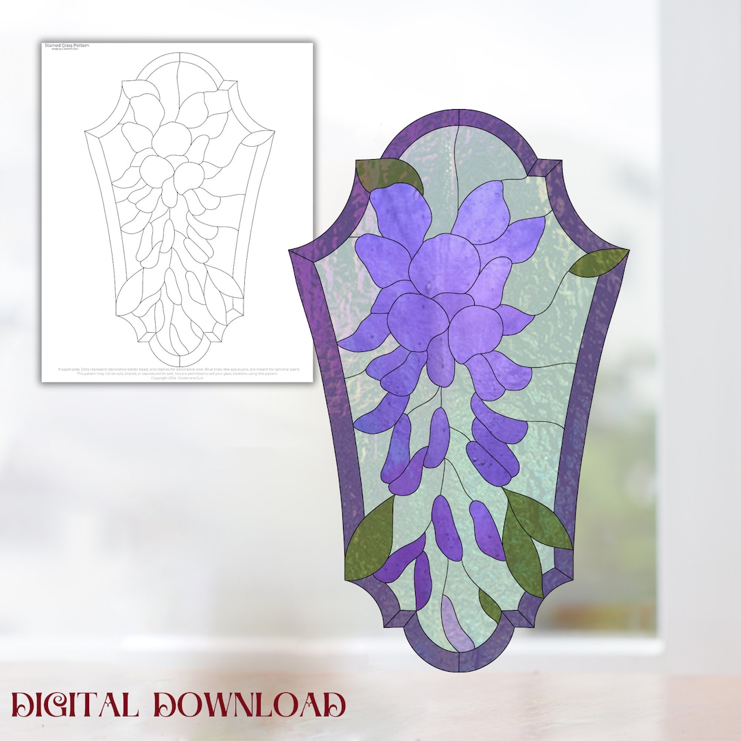 Wisteria Flower, Spring Flower Lantern Stained Glass Pattern, Digital ...