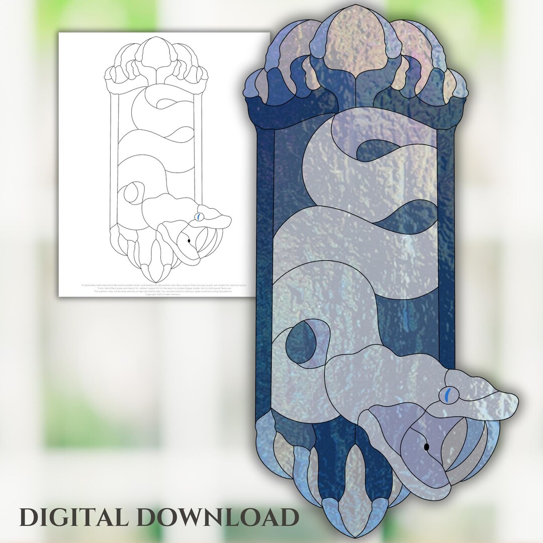 Viper Snake Stained Glass Pattern, Digital Stained Glass Pattern ...