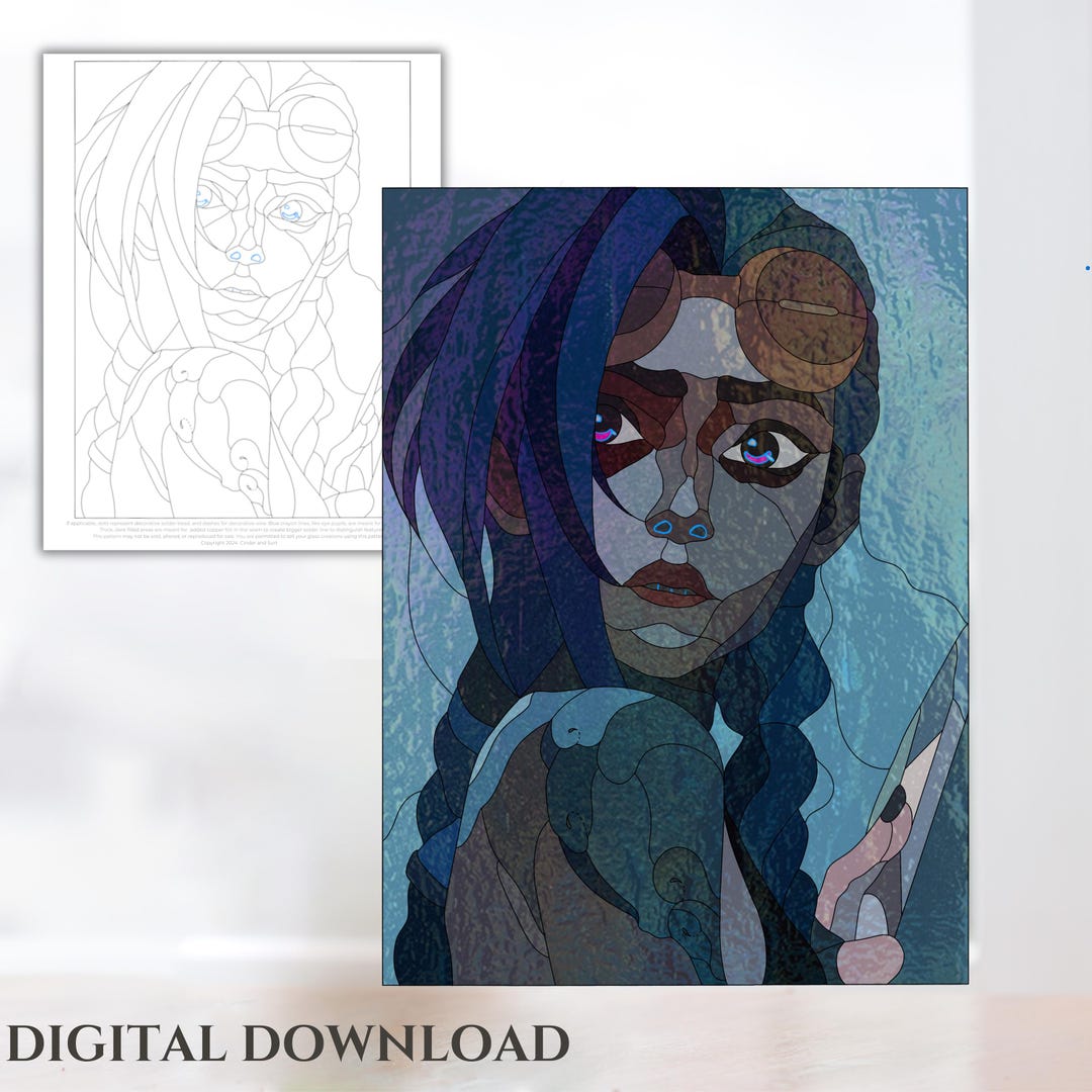 League Legend LOL Jinx Stained Glass Pattern, Inventor With Goggles ...