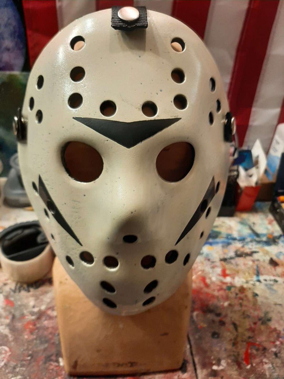 Resin Hockey Mask. Cottage White With Black Chevrons. - Etsy
