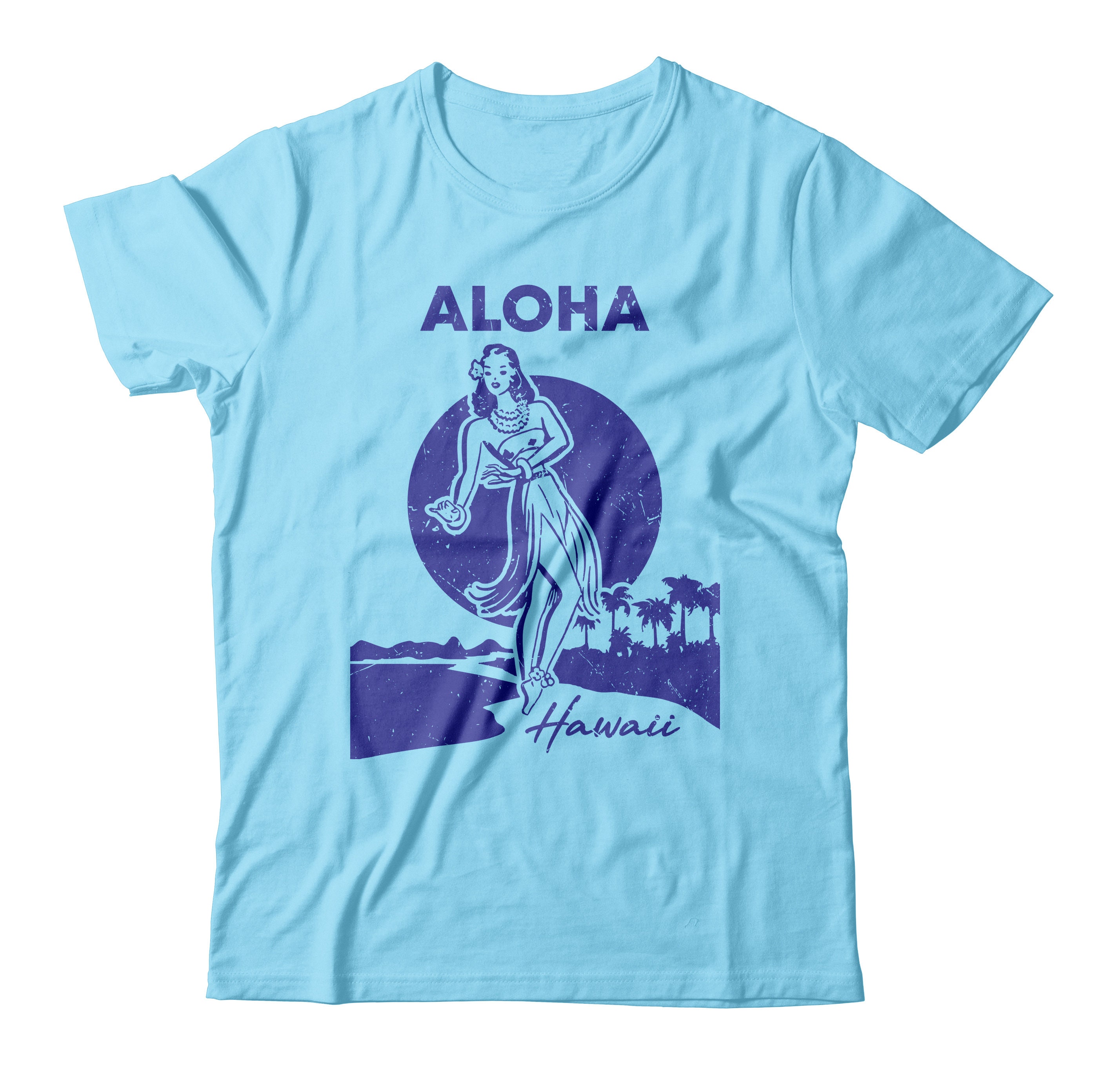 Vintage Hula Girl Aloha Hawaii T-shirt Summer Beach Luau 808 State HI ...