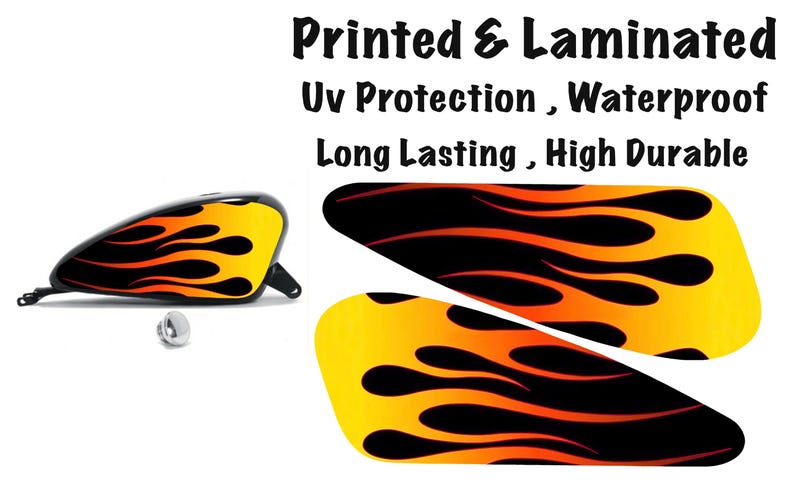 Set Motorcycle Fuel Tank Side Decals L&R Pinstripe Flames - Etsy
