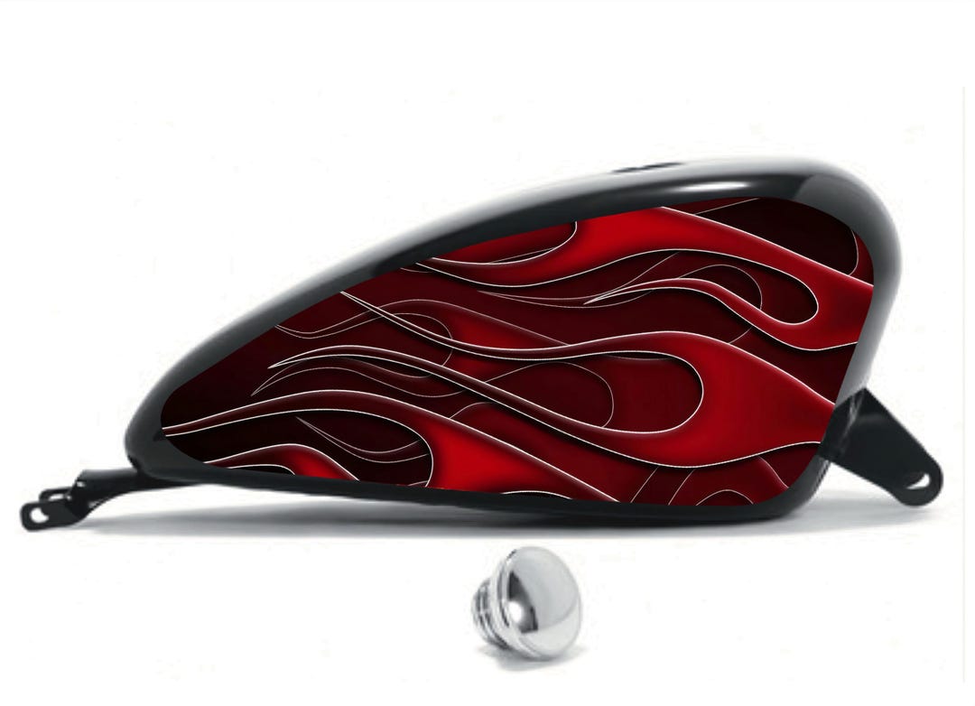 Set Motorcycle Fuel Tank Side Decals L&R Classic Flames - Etsy