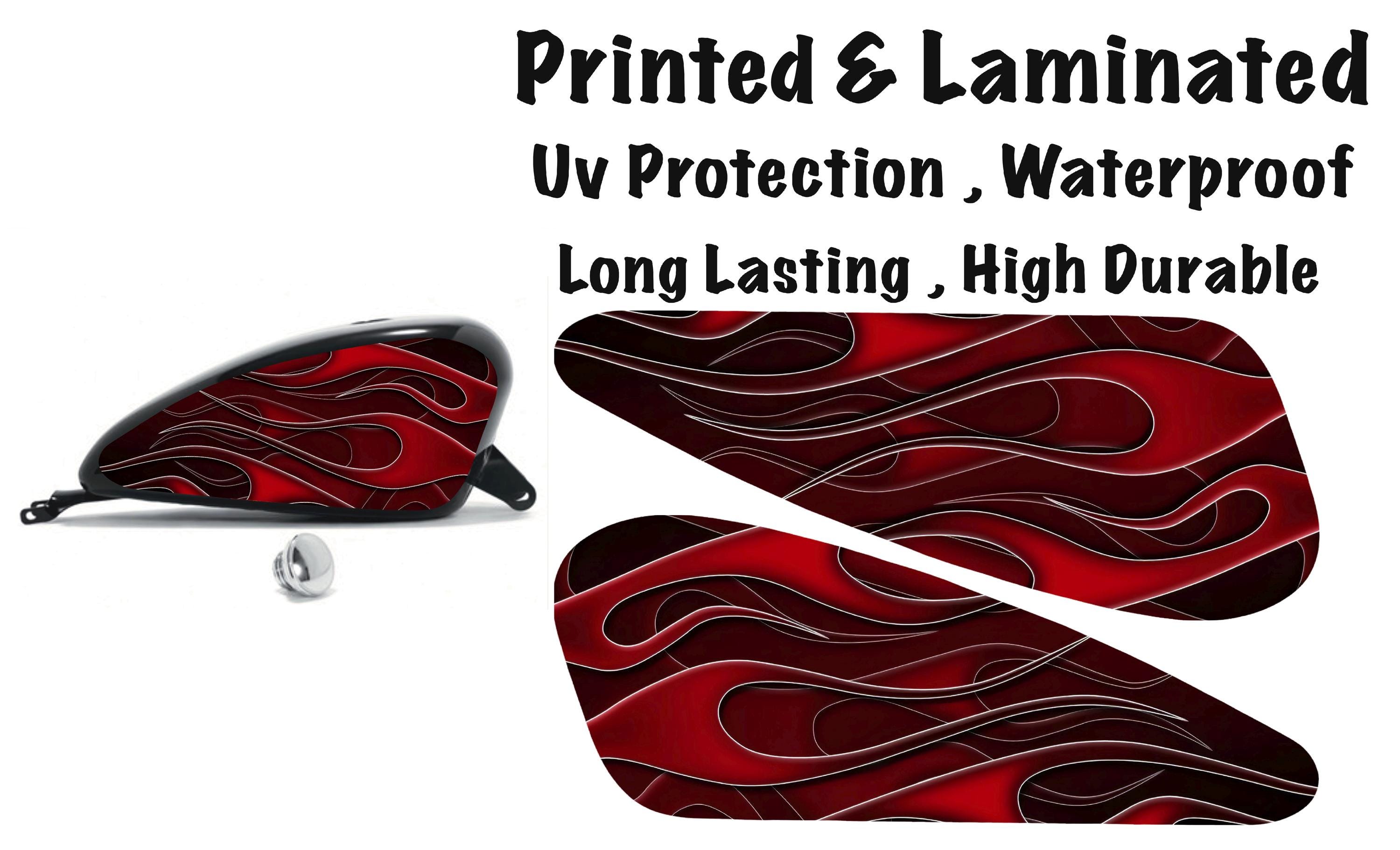 Set Motorcycle Fuel Tank Side Decals L&R Classic Flames - Etsy