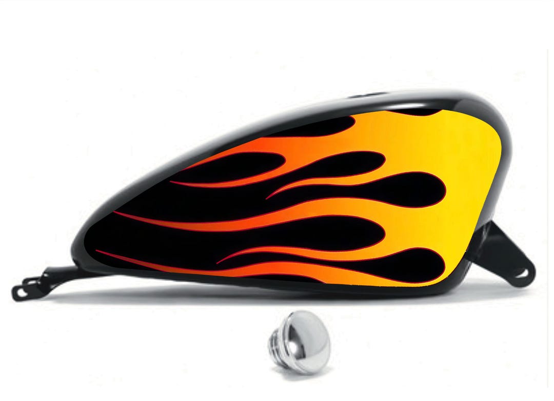 Set Motorcycle Fuel Tank Side Decals L&R Pinstripe Flames - Etsy