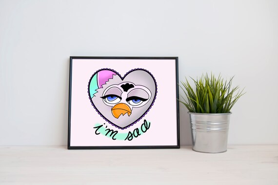 Sad Furby Meme Print Home Decor 90s Cute Pastel Cursed - Etsy Canada