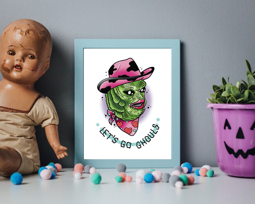 Let's Go Ghouls! Art Print, 8x10, 5x7, Tattoo Flash Art, Spooky, Cute ...