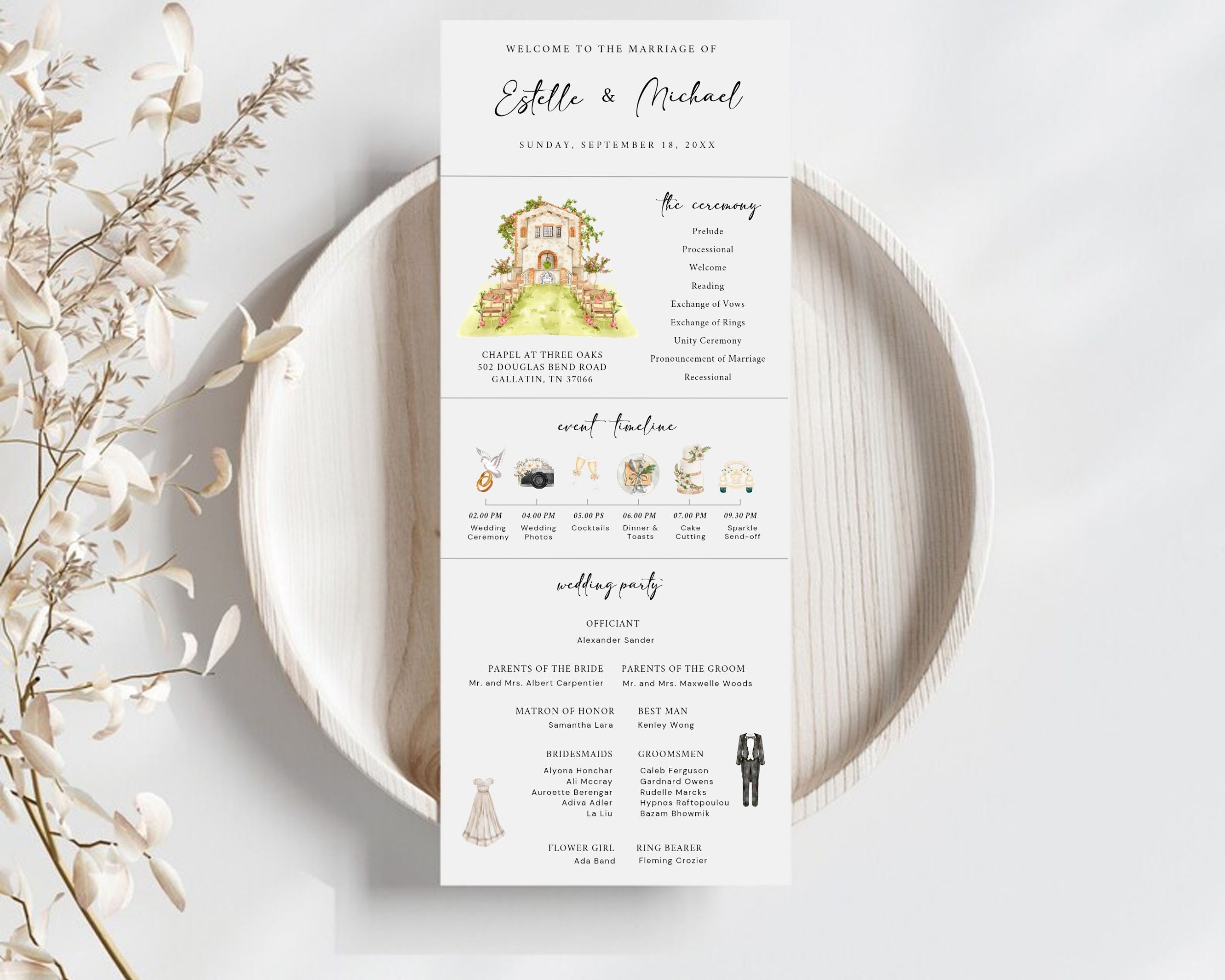 Infographic Wedding Program Card, Infographic Printable Details Card ...