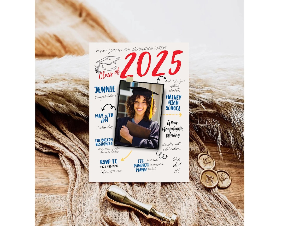 Graduation Announcement Canva Template, Senior Grad Party Invitation ...