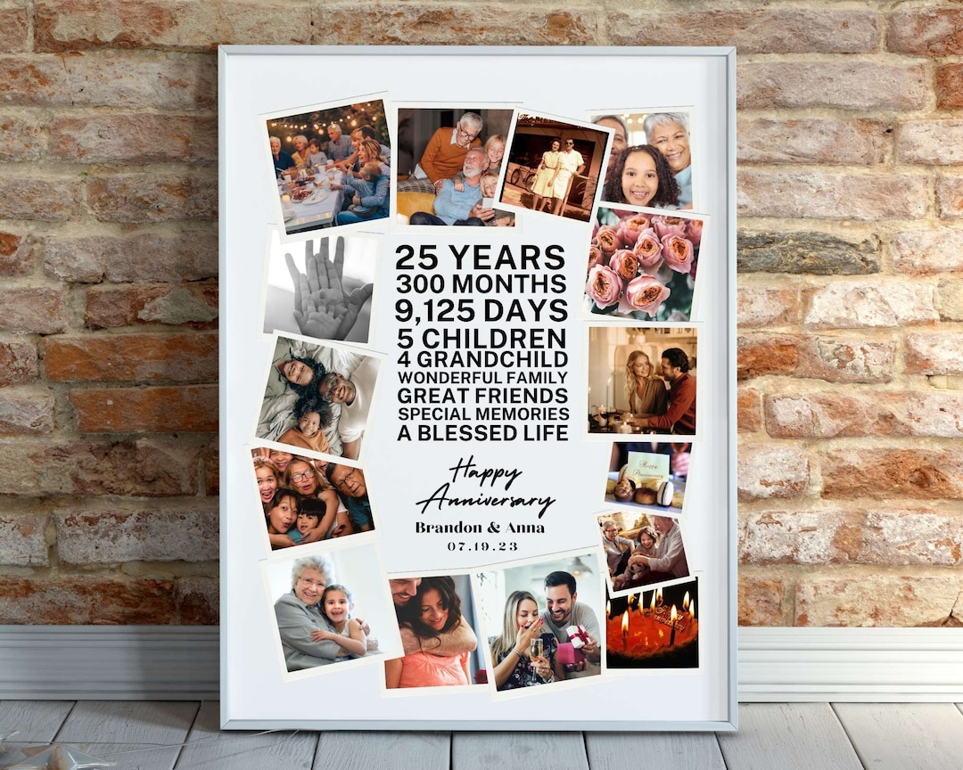 EDITABLE Personalized Photo Collage on Canvas: 25 Years, Perfect for ...
