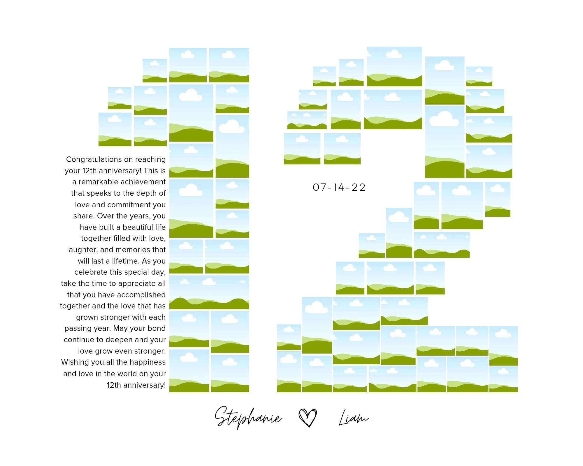 EDITABLE Personalized Photo Collage, 12 Years Perfect for Birthday and ...