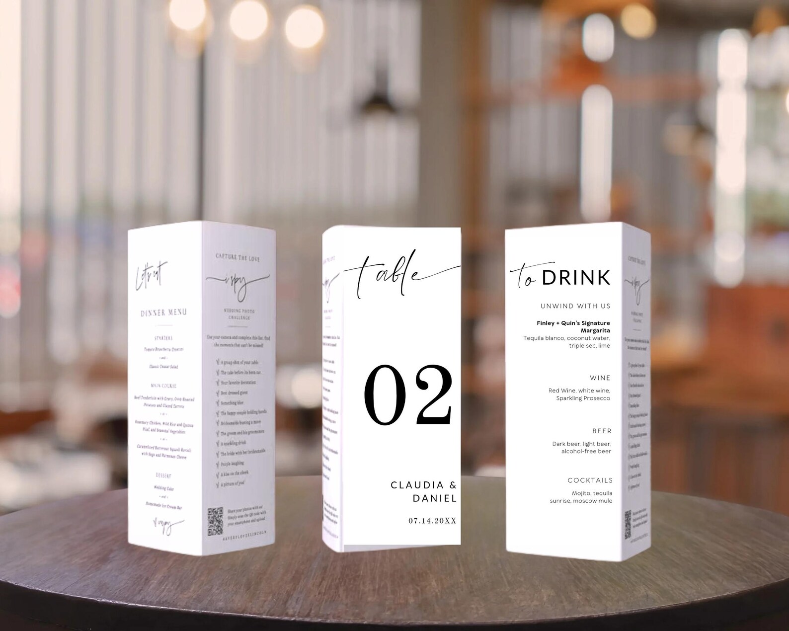 Minimalist Wedding Tri-fold Table Number, Tri-fold Table Menu, Triangle ...