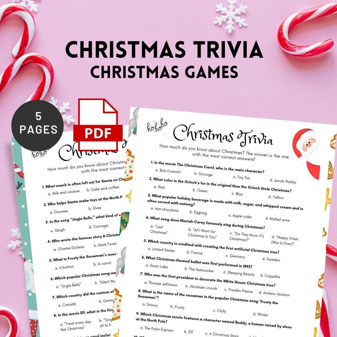 5 Christmas Trivia Games Printable, Christmas Games, Card Games ...